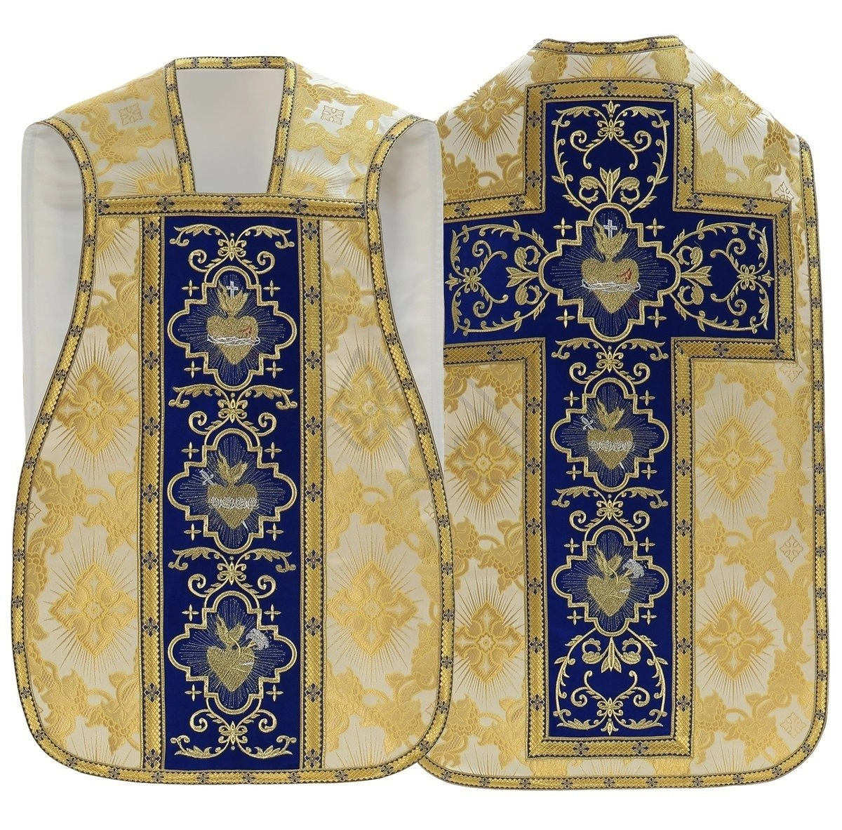 Casulla romana "Corazón de Jesús, María, José" R822-AKN9 crema/azul | TODOS LOS PRODUCTOS ...