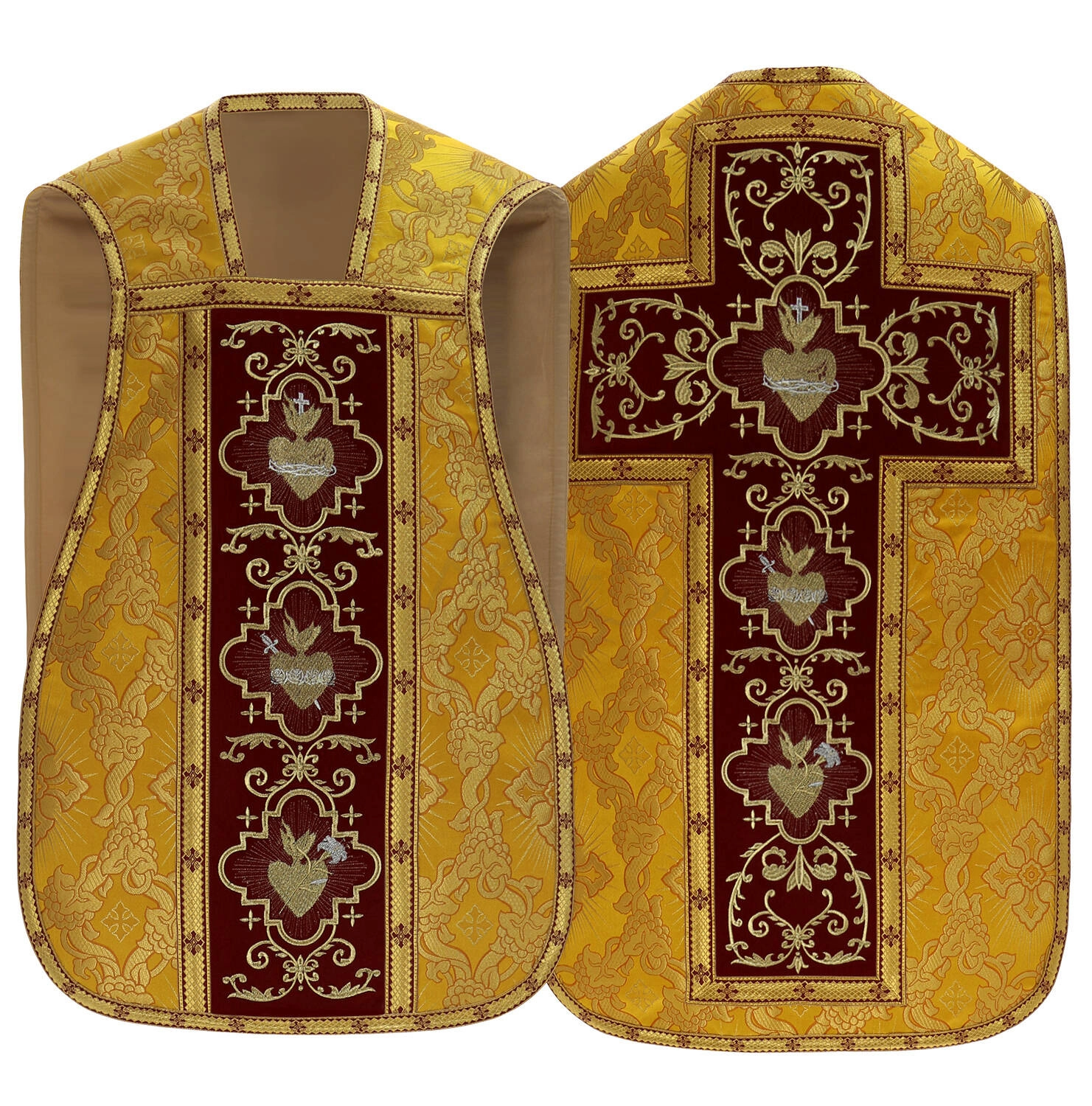 Ornat rzymski "Serce Jezusa, Maryi, Józefa" R822-AGCC9 złoty/bordowy | WSZYSTKIE PRODUKTY ...